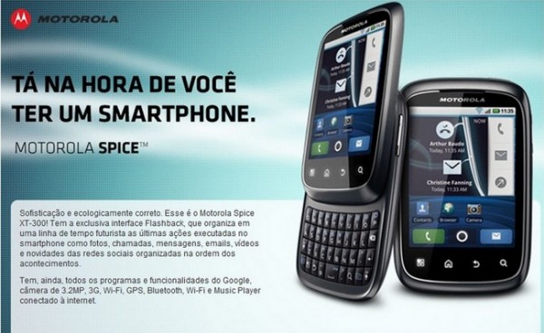 Spice XT300 da Motorola - Celular Touch com Qwerty e Mouse Backtrack